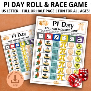 Pi Day Roll and Race Game, Math Pi Day, Math Questions, Pi Day Game ...
