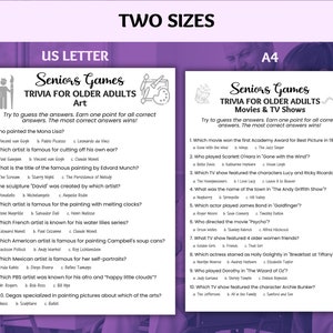 Trivia for Seniors Game, Ice Breaker Game, Dementia Activities ...