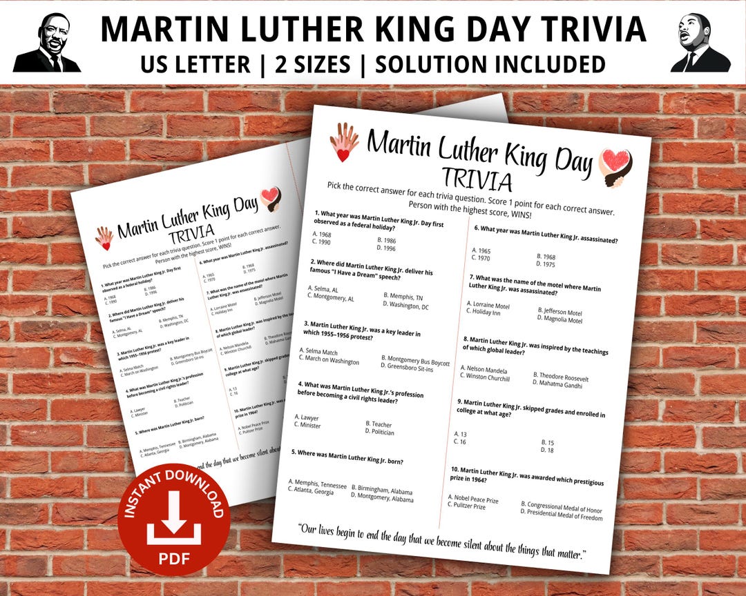 Martin Luther King Day Trivia, Trivia Games, MLK Day Trivia, Trivia ...