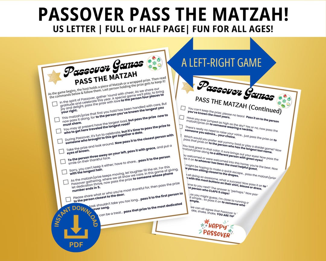 Pass the Matzah, Left-right Game, Passover Games, Jewish Games ...