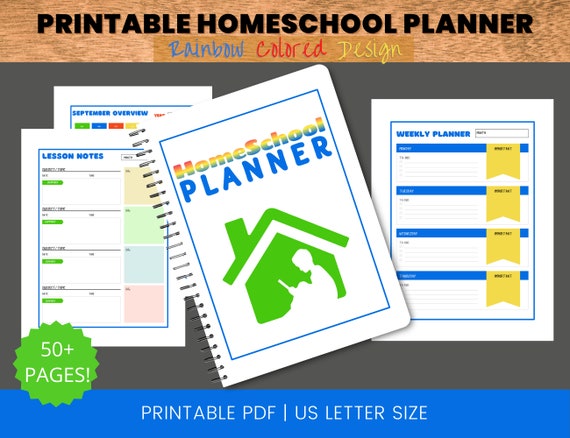 Printable Homeschool Planner Rainbow Colored Homeschool - Etsy