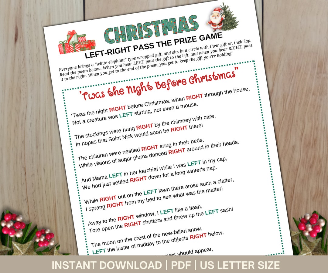 Christmas Left Right Game, Pass the Gift Game, Christmas Game, Pass the ...