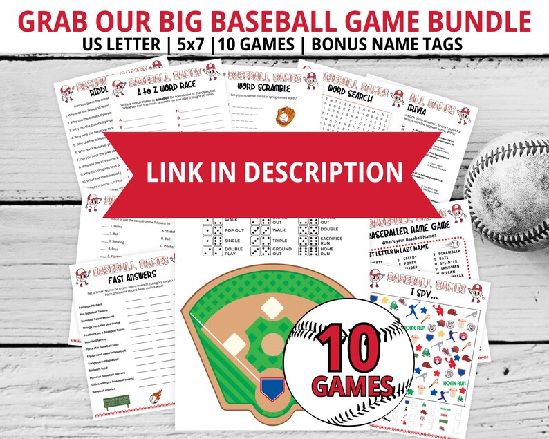 Baseball A to Z Word Race Game, Baseball Party Games, Family Game Night ...
