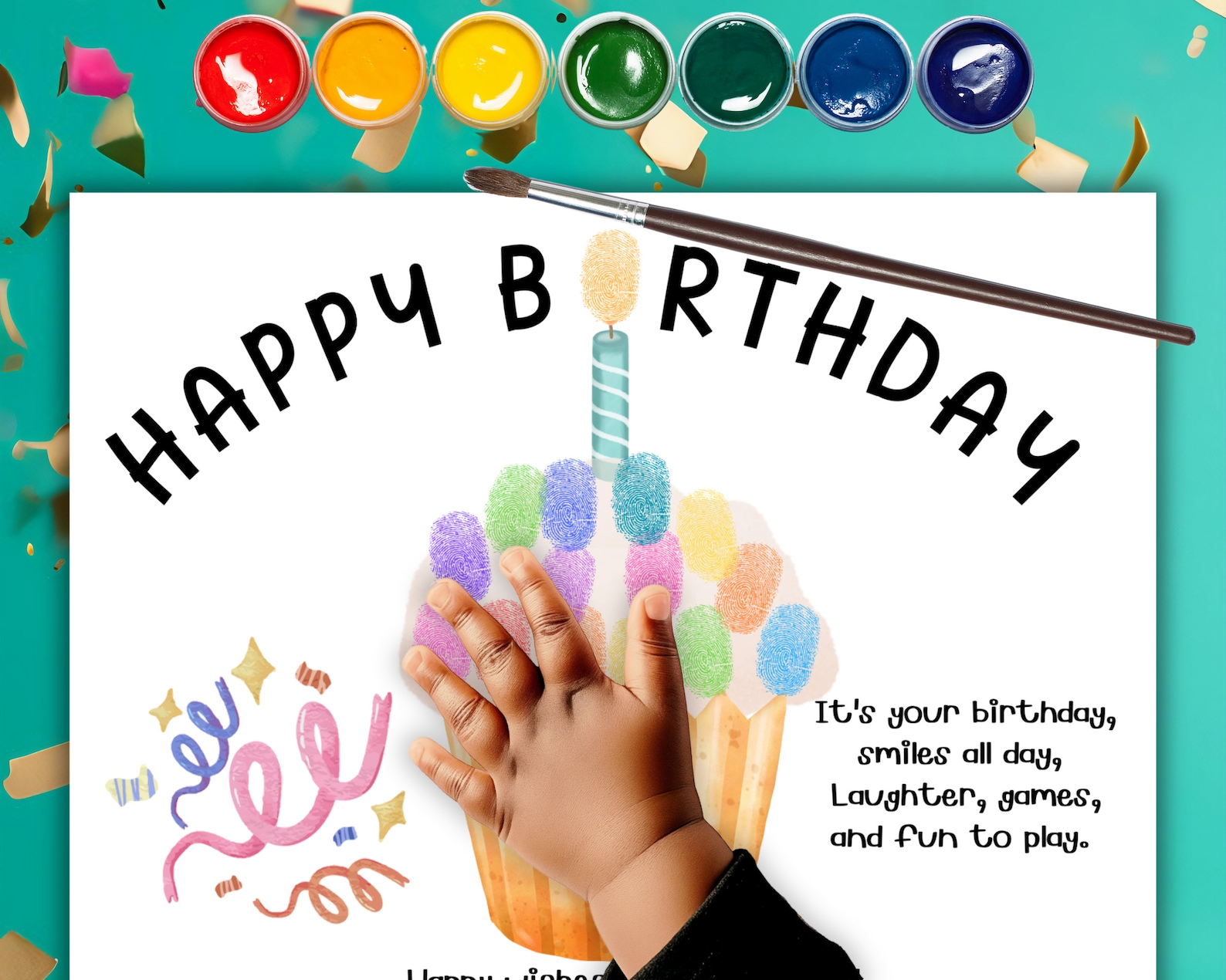 Birthday Cupcake Craft, Cupcake Thumbprint Craft, Birthday Thumbprint ...