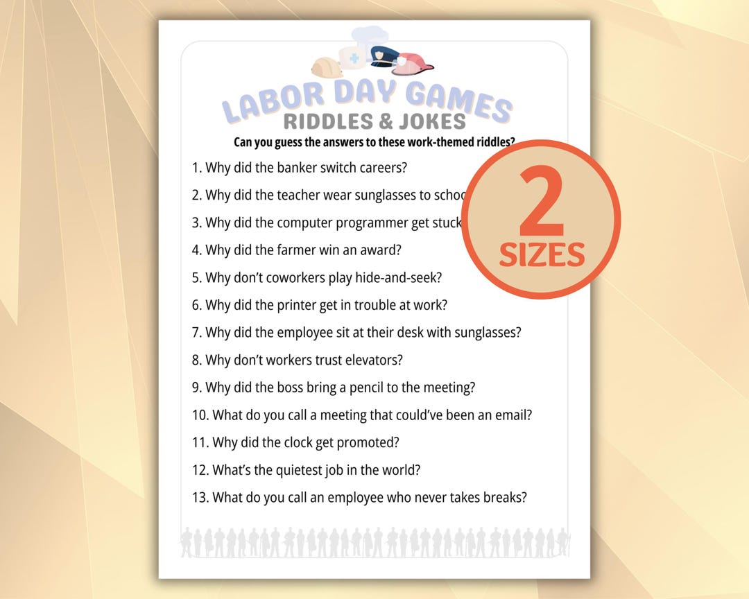 Labor Day Riddles, Labor Day Games, Labor Day Party, Labor Day Jokes ...