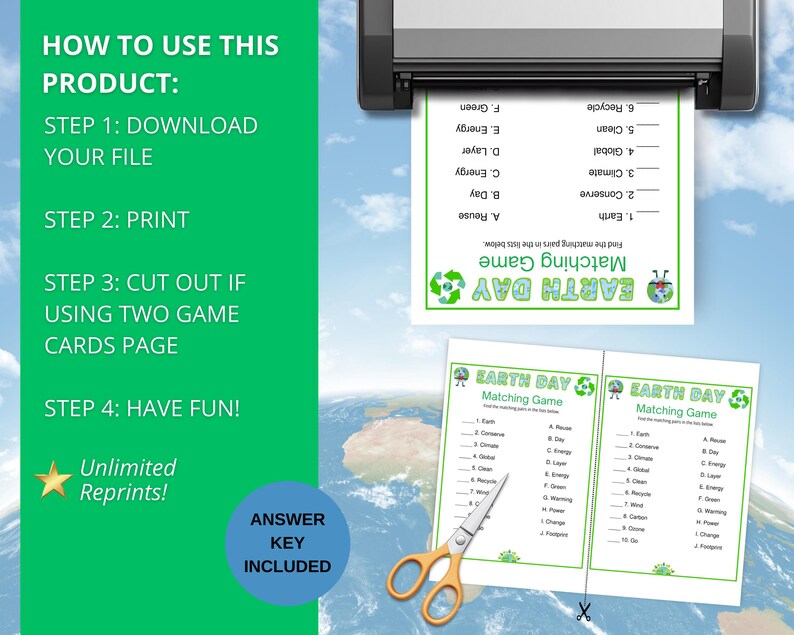 Earth Day Matching Game, Earth Day Games, Family Game Night, Games for ...