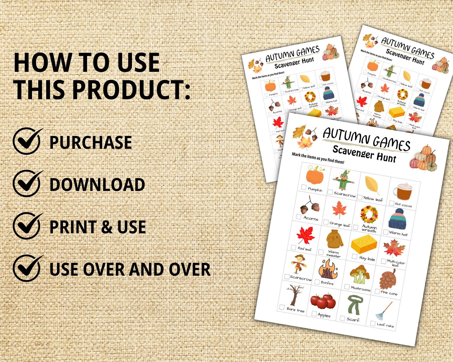 Autumn Scavenger Hunt, Fall Games, Autumn Game, Family Game Night, Kids ...