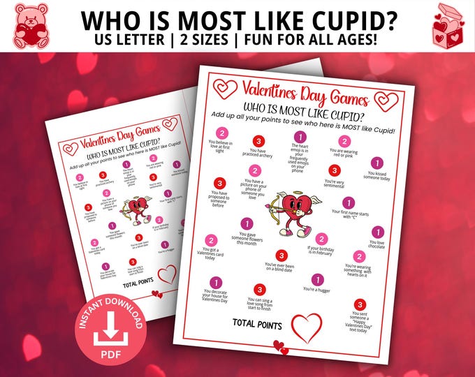 Valentines Game, Who is Most Like Cupid Game, Valentines Activity ...