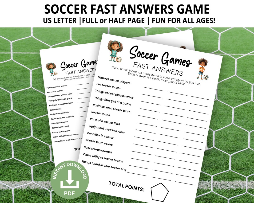 Soccer Fast Answers Game, Soccer Games, Group Games, Soccer Birthday ...