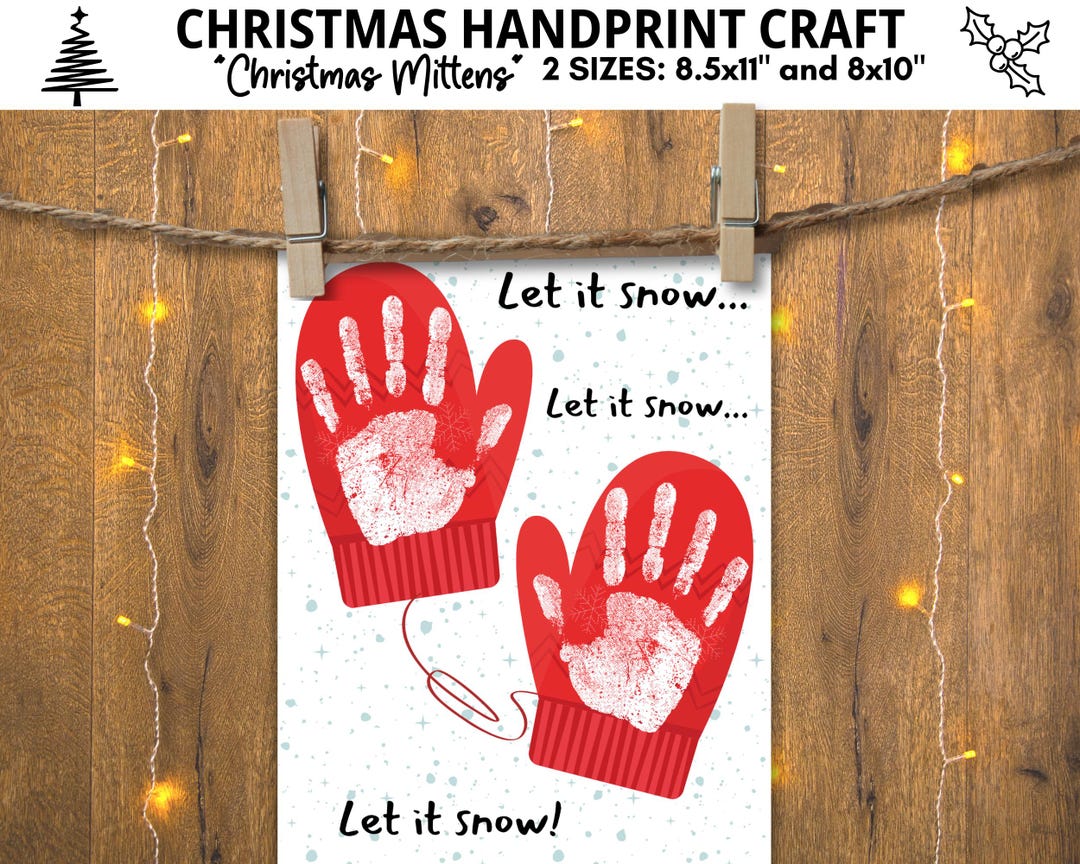 Christmas Handprint Craft, Christmas Mittens Handprint, Winter ...