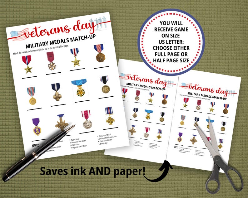 Military Medals, Matching Game, Veterans Day Games, Group Games ...