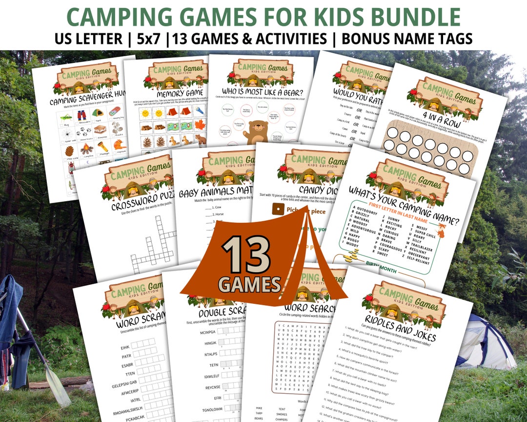 Camping Games for Kids, Bundle, Summer Camp Games, Family Game Night ...