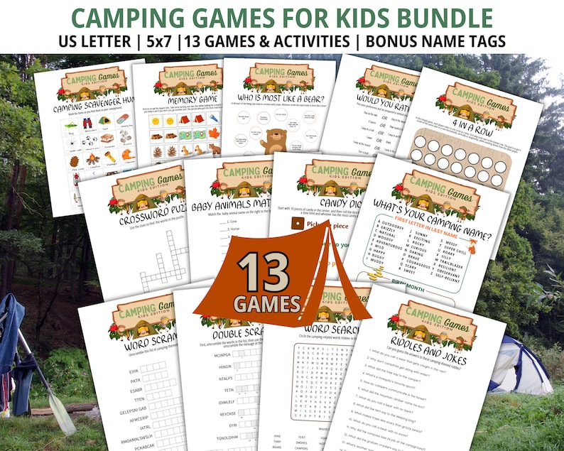 Camping Games for Kids, Bundle, Summer Camp Games, Family Game Night ...