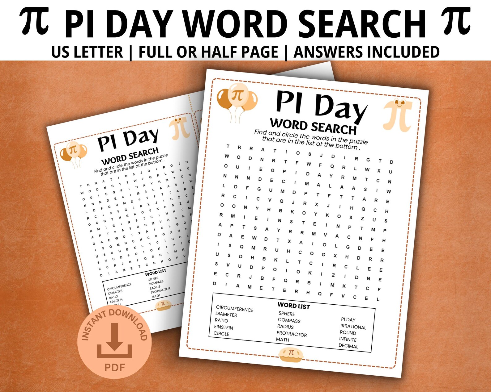 Pi Day Word Search, Pi Day Game, Pi Day Download, Math Teacher, Math Pi ...