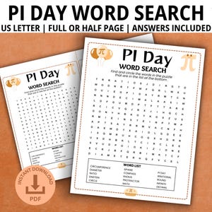 Pi Day Word Search, Pi Day Game, Pi Day Download, Math Teacher, Math Pi ...