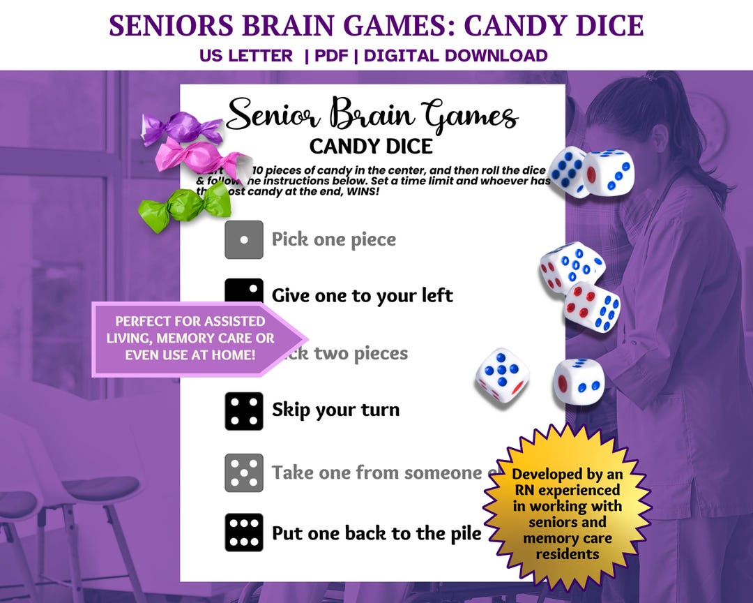 Seniors Candy Dice Game, Seniors Brain Games, Ice Breaker Game ...