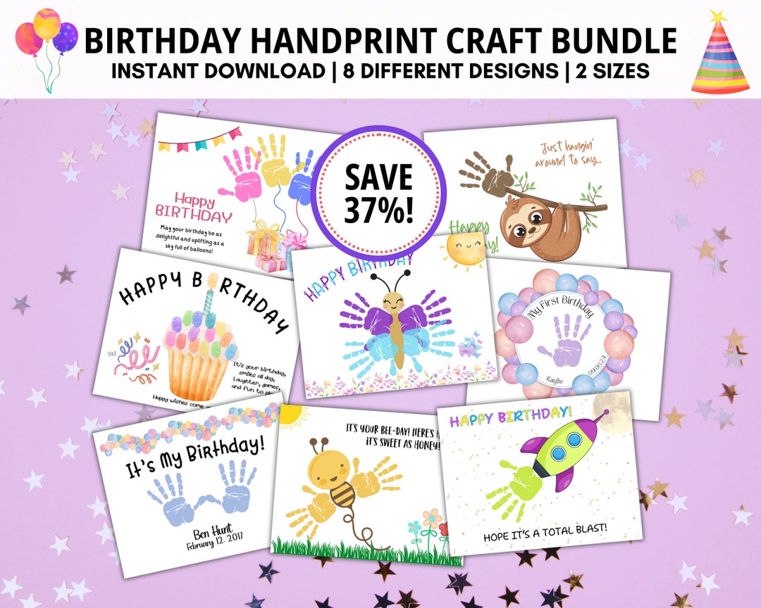 Birthday Handprint Craft Bundle, Birthday Handprint Craft, Birthday ...