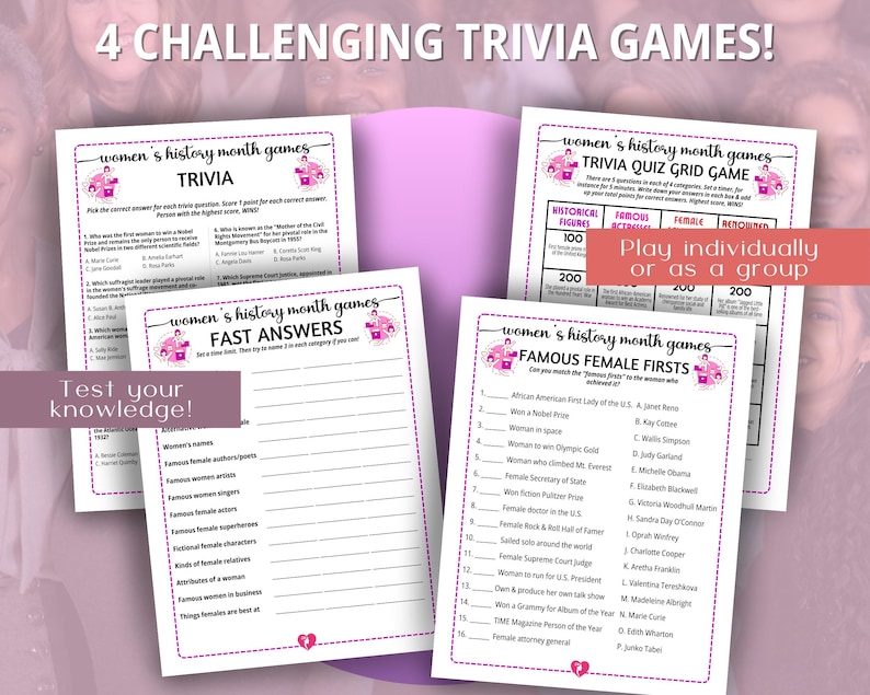 Womens History Month Games, Womens History Month, Family Game Night ...