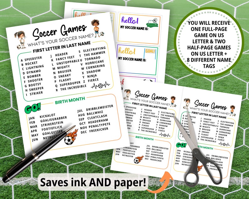 What's Your Soccer Name Game, Soccer Games, Family Game Night, Soccer ...