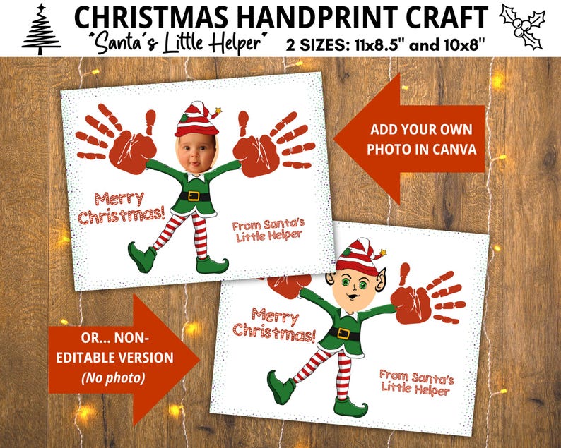 Editable Christmas Handprint Craft, Santa's Little Helper Handprint Art ...