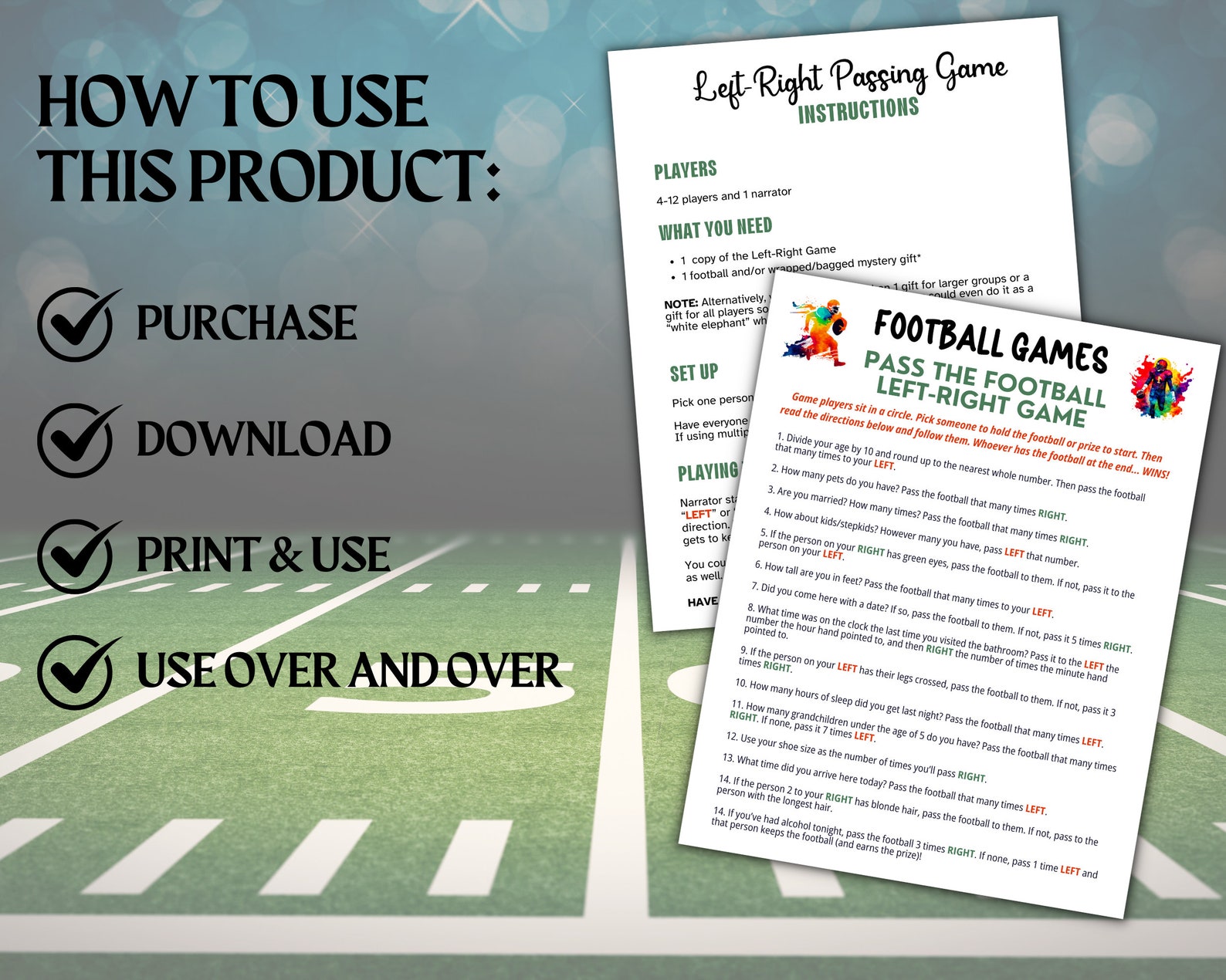 Pass the Football, Left Right Game, Pass the Prize, Ice Breaker Game ...