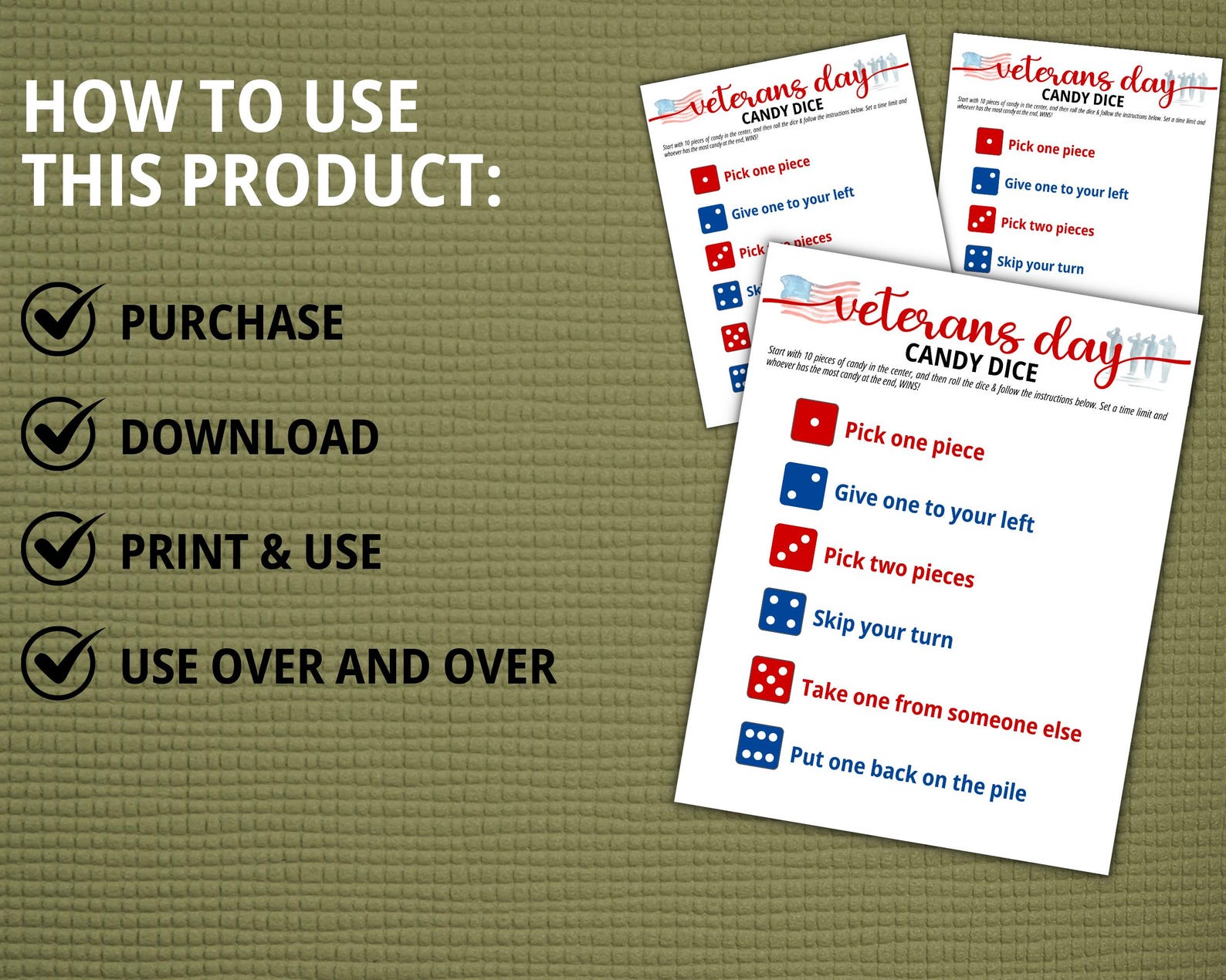 Veterans Day Candy Dice, Veterans Day Games, Veterans Day Trivia ...