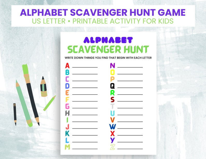 Alphabet Scavenger Hunt Kids Scavenger Hunt Printable Games - Etsy