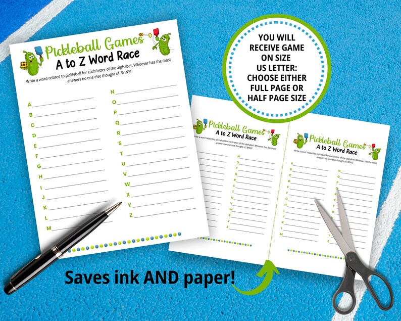 Pickleball Word Race Game, Pickleball Games, Pickleball Party ...