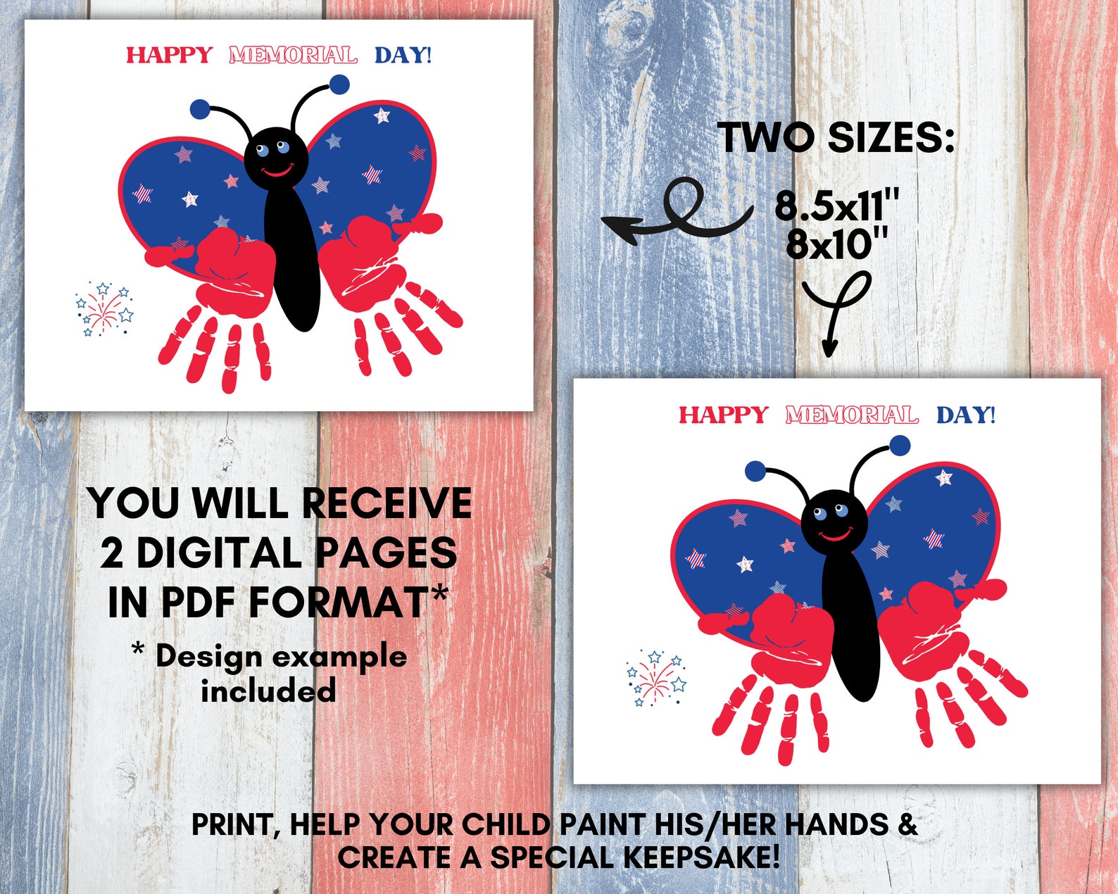 Memorial Day Handprint Craft, Patriotic Handprint Art, Handprint Sign ...