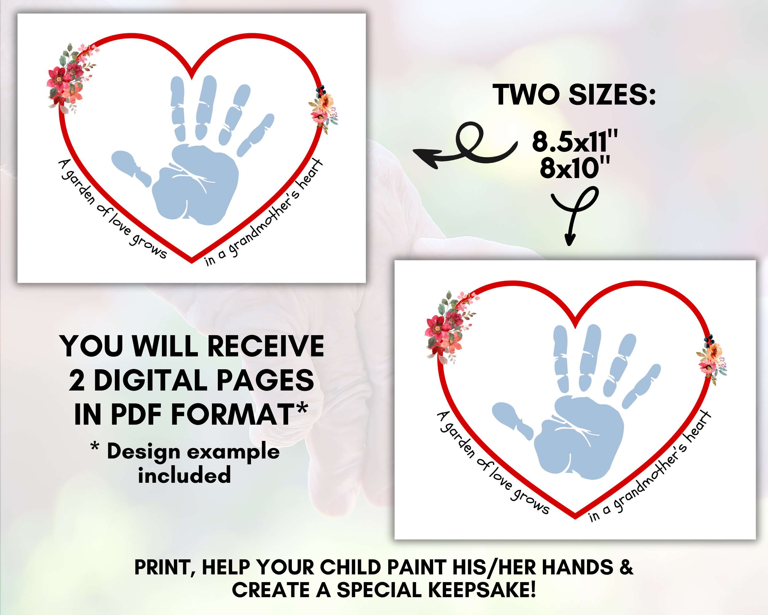 Grandma Handprint Craft Bundle, Garden of Love, Mothers Day Handprint ...