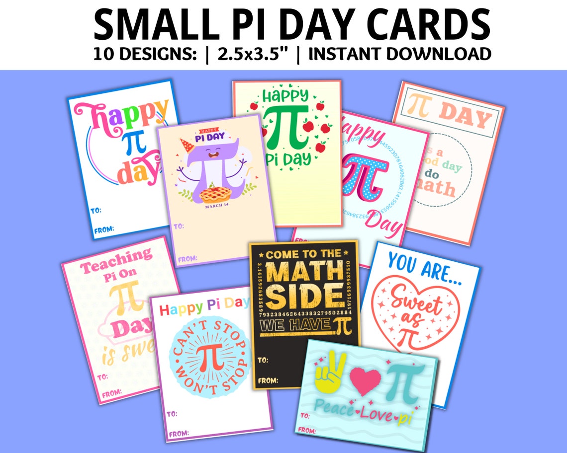 Printable Small Pi Day Cards Exchange Like Valentines, Teacher ...