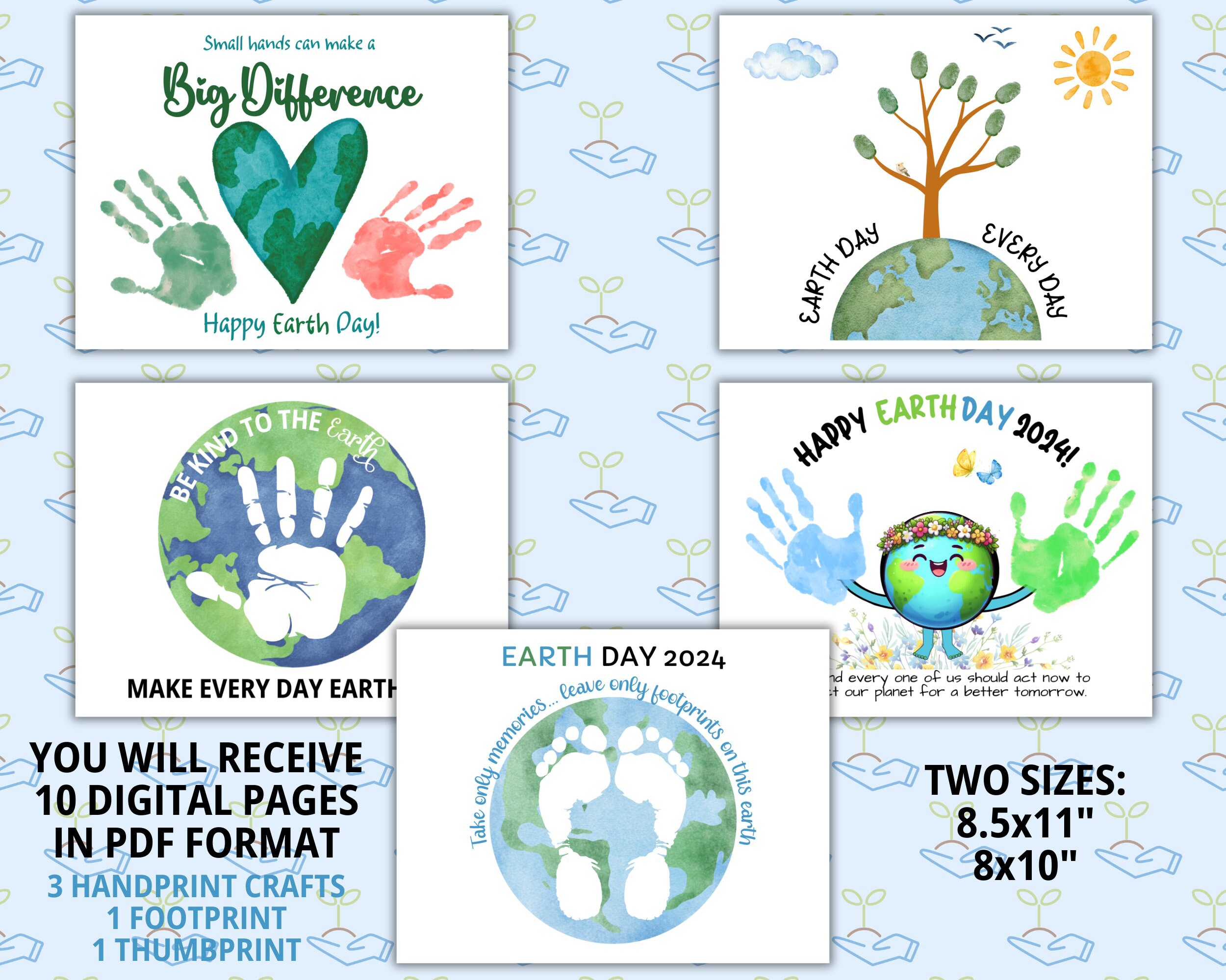 Earth Day Handprint Craft Bundle, Earth Day Handprint Art, Handprint ...