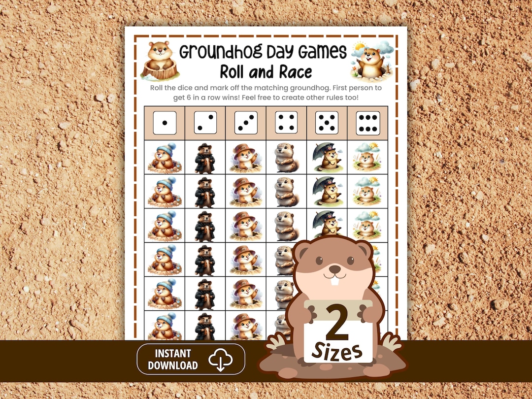 Roll and Race, Groundhog Day Games, Dice Game for Kids, Groundhog Day ...