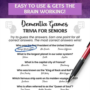 Trivia for Seniors Game, Ice Breaker Game, Dementia Activities ...
