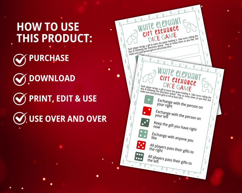 White Elephant Gift Exchange Game, Christmas Gift Exchange, Christmas ...