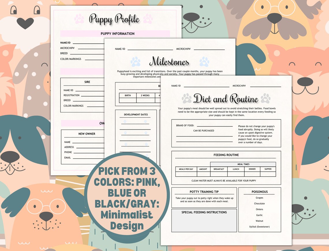 Ultimate Breeder Puppy Pack, Puppy Shot Record, Puppy Birth Certificate ...