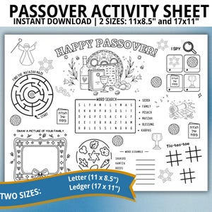 Passover Activity Sheet, 2 Sizes, Passover Game, Kids Passover ...