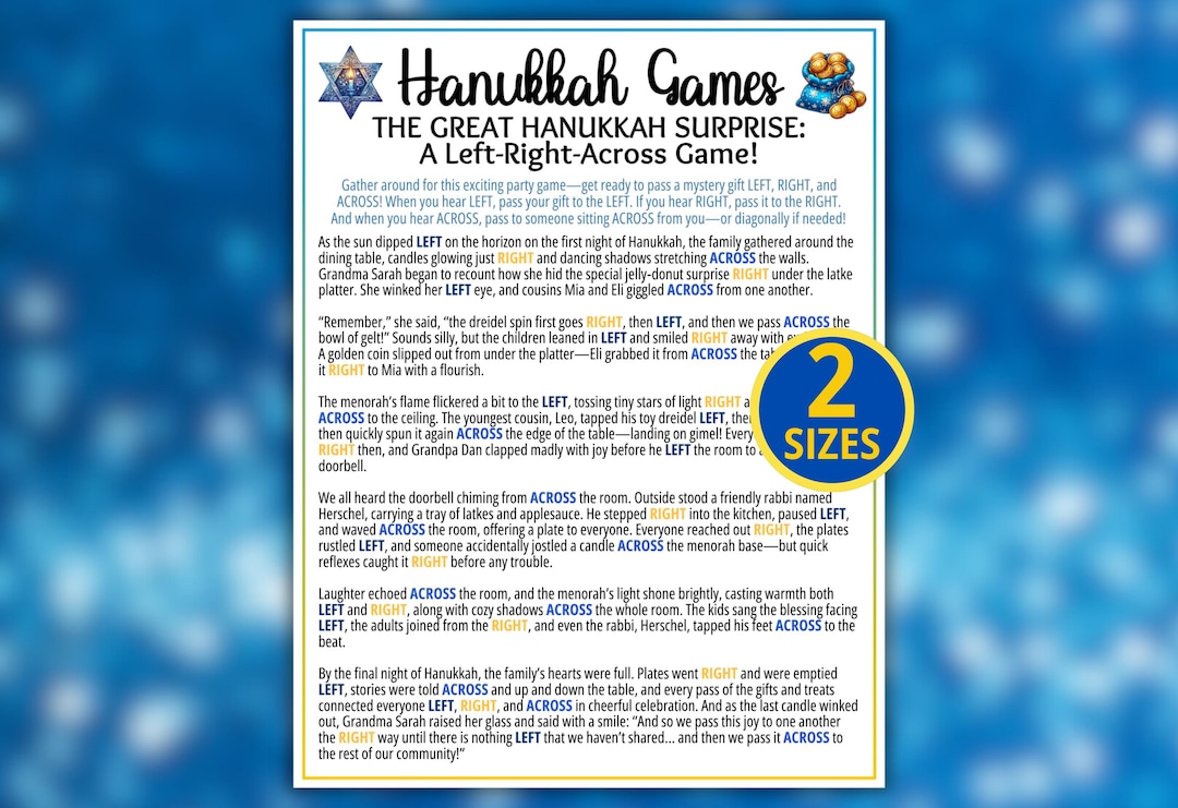 Left-right Game, Hanukkah Games, Hanukkah Printable, Holiday Party ...