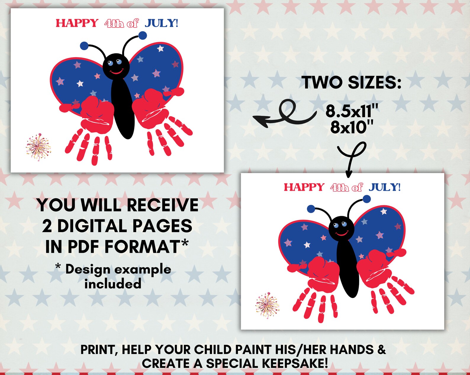 Patriotic Butterfly Handprint Craft, 4th of July Handprint Craft ...
