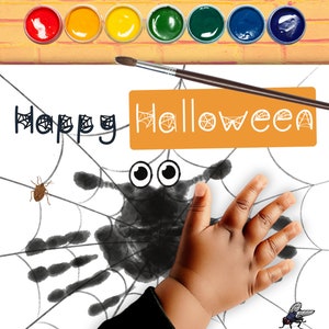 Halloween Handprint Craft, Spider Handprint, Fall Handprint Craft, Fall ...