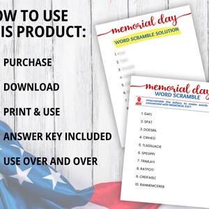 Memorial Day Word Scramble Game, Patriotic Word Game, Memorial Day ...