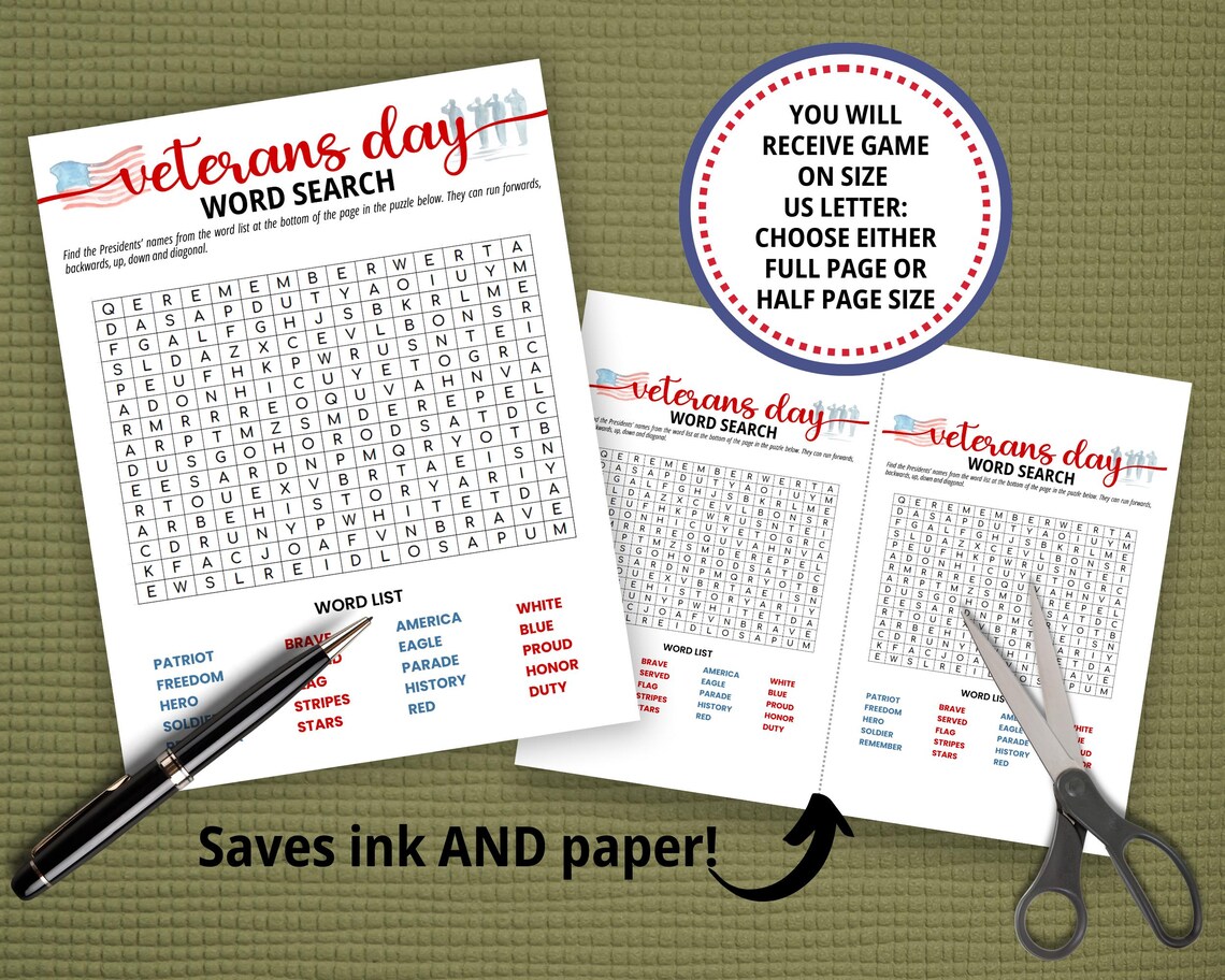 Veterans Day Word Search, Veterans Day Word Games, Veterans Day Games ...