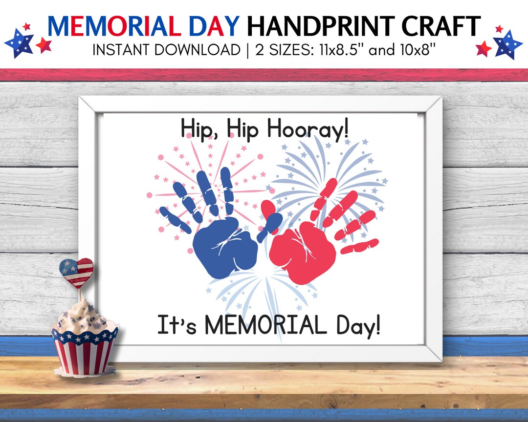 Memorial Day Handprint Craft, Patriotic Handprint Art, Handprint Sign ...