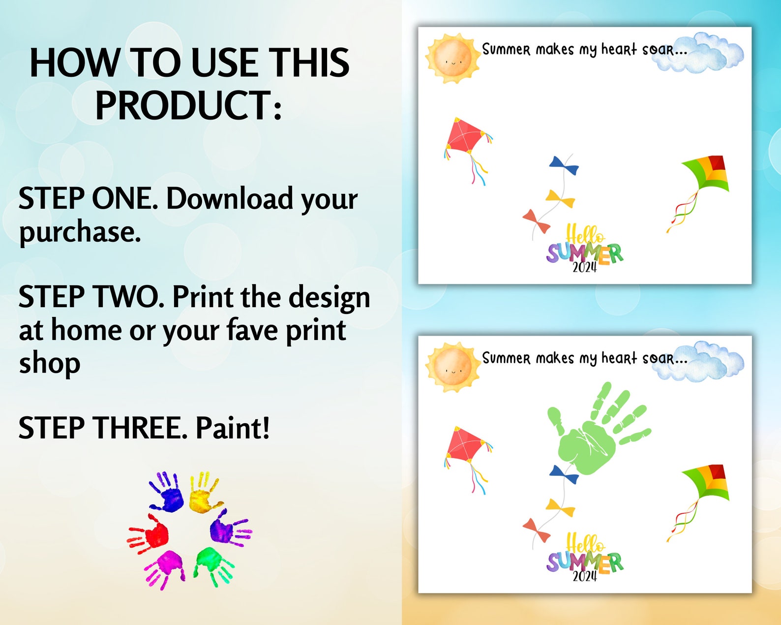 Summer Handprint Craft, Kite Handprint Craft, Summer Handprint Art ...