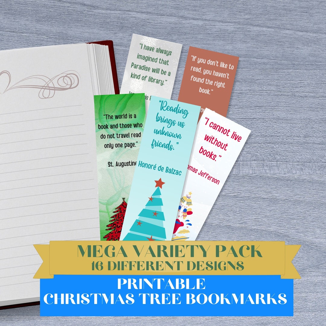 Printable Christmas Tree Bookmark Set Big MEGA Pack of 16 Different ...