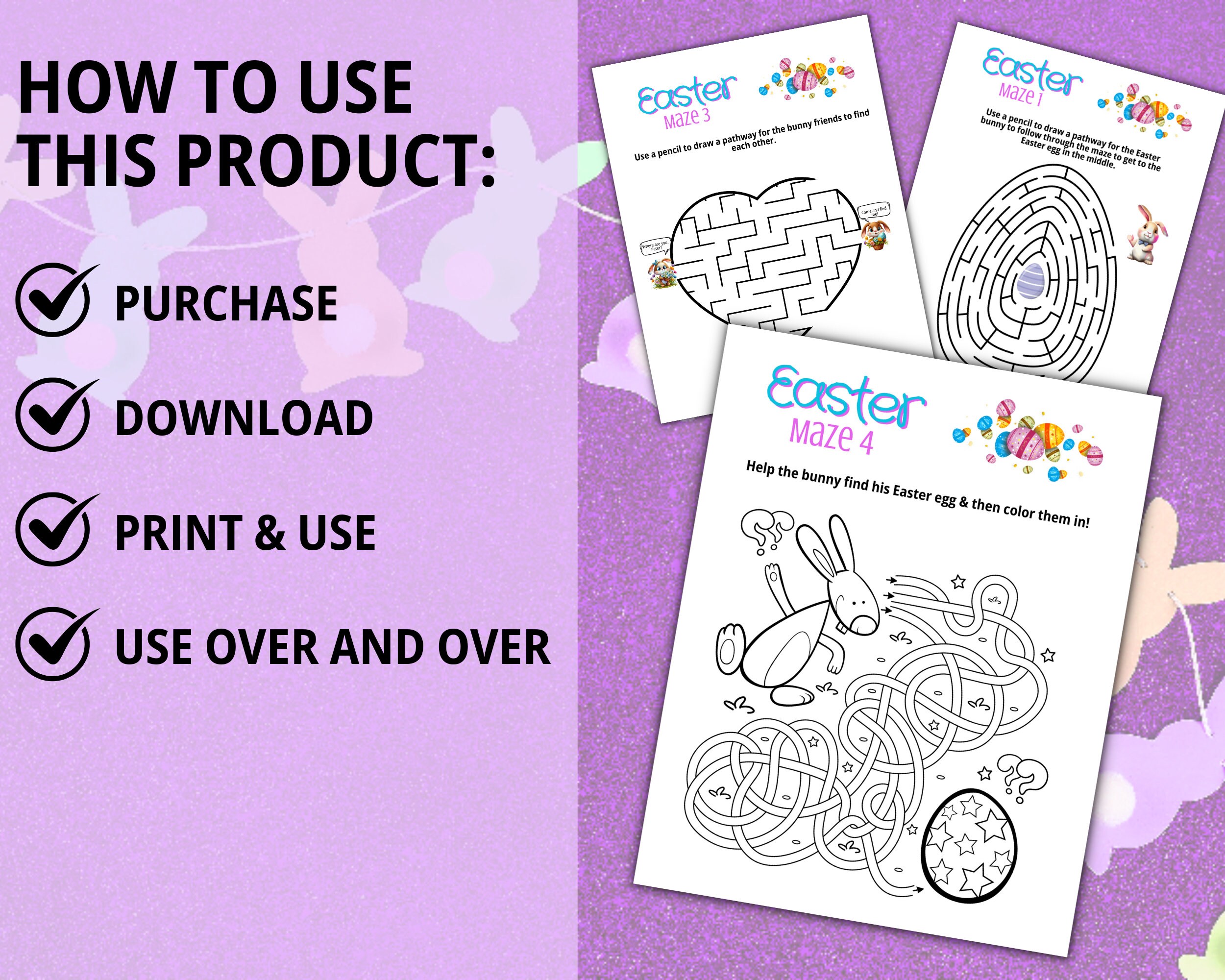 Easter Mazes, Three Easter Puzzles, Printable Maze Game, Easter Game ...