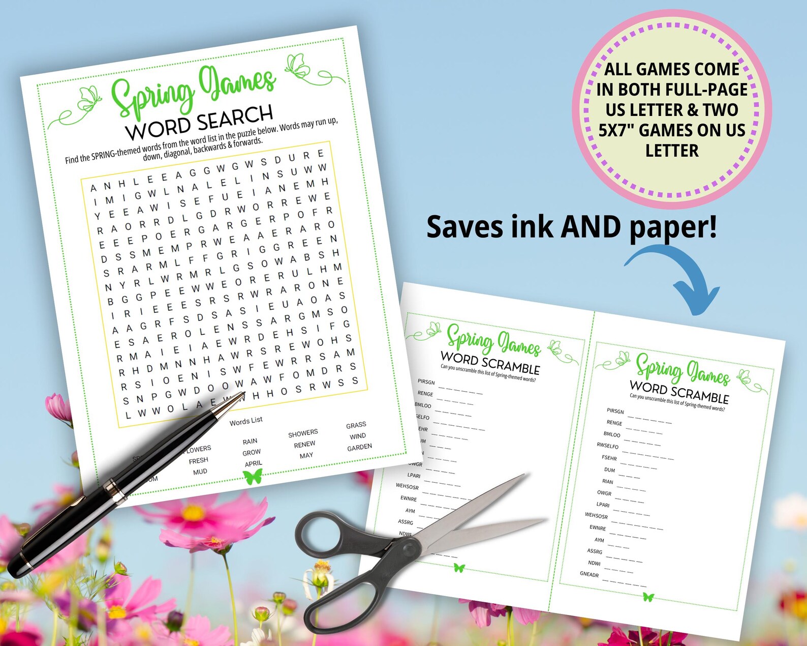 Spring Word Games, Spring Word Search, Family Game Night, Word Search ...