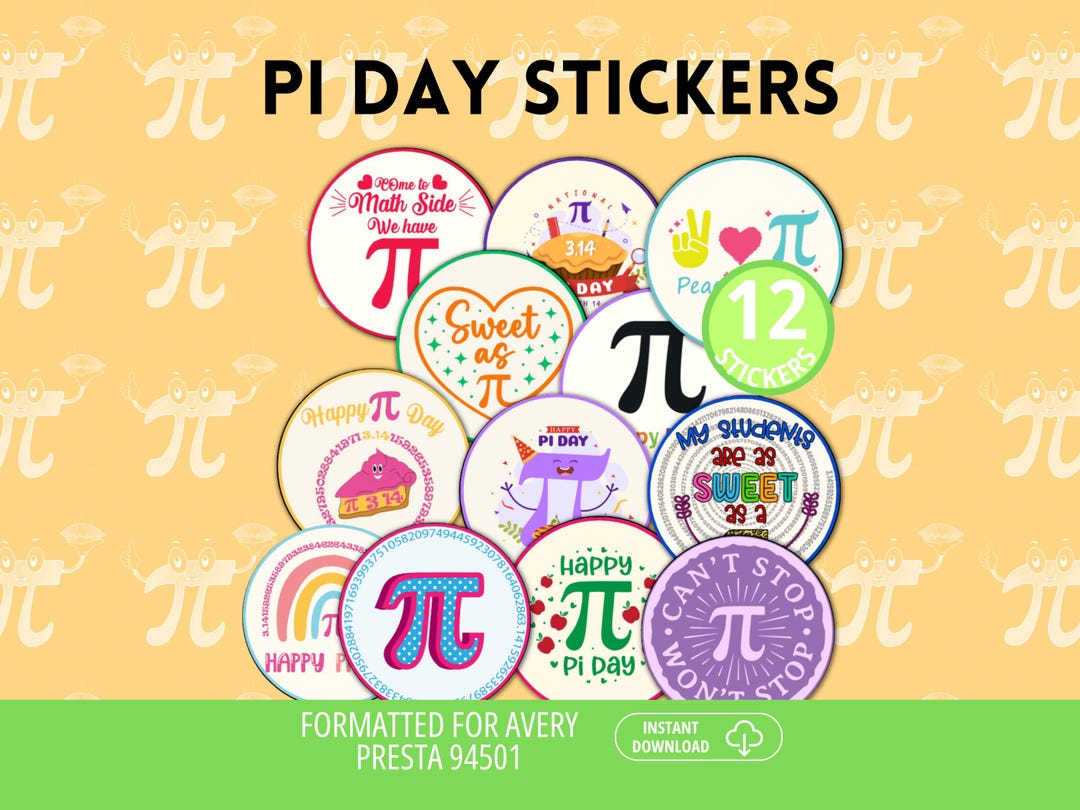 Pi Day Stickers, Printable Stickers, Pi Day Decor, Math Teacher Gift ...