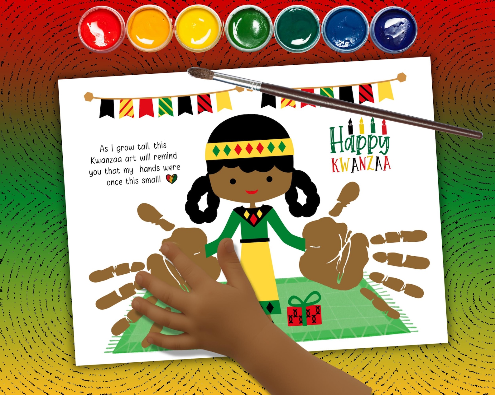 Kwanzaa Handprint Crafts, Kwanzaa Kids Female, Handprint Art, Winter ...