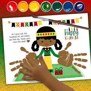 Kwanzaa Handprint Crafts, Kwanzaa Kids Female, Handprint Art, Winter ...